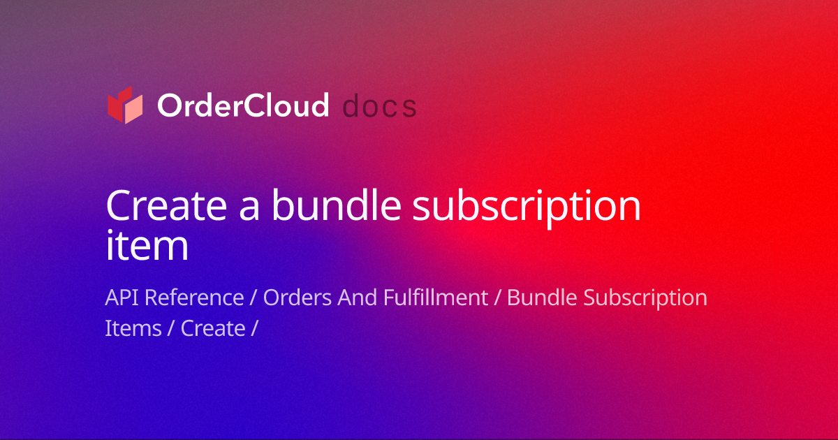 Create a bundle subscription item