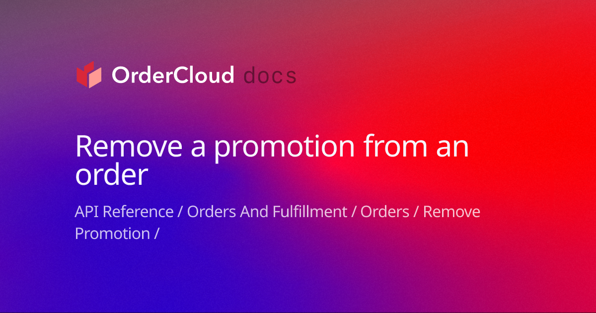Remove a promotion from an order